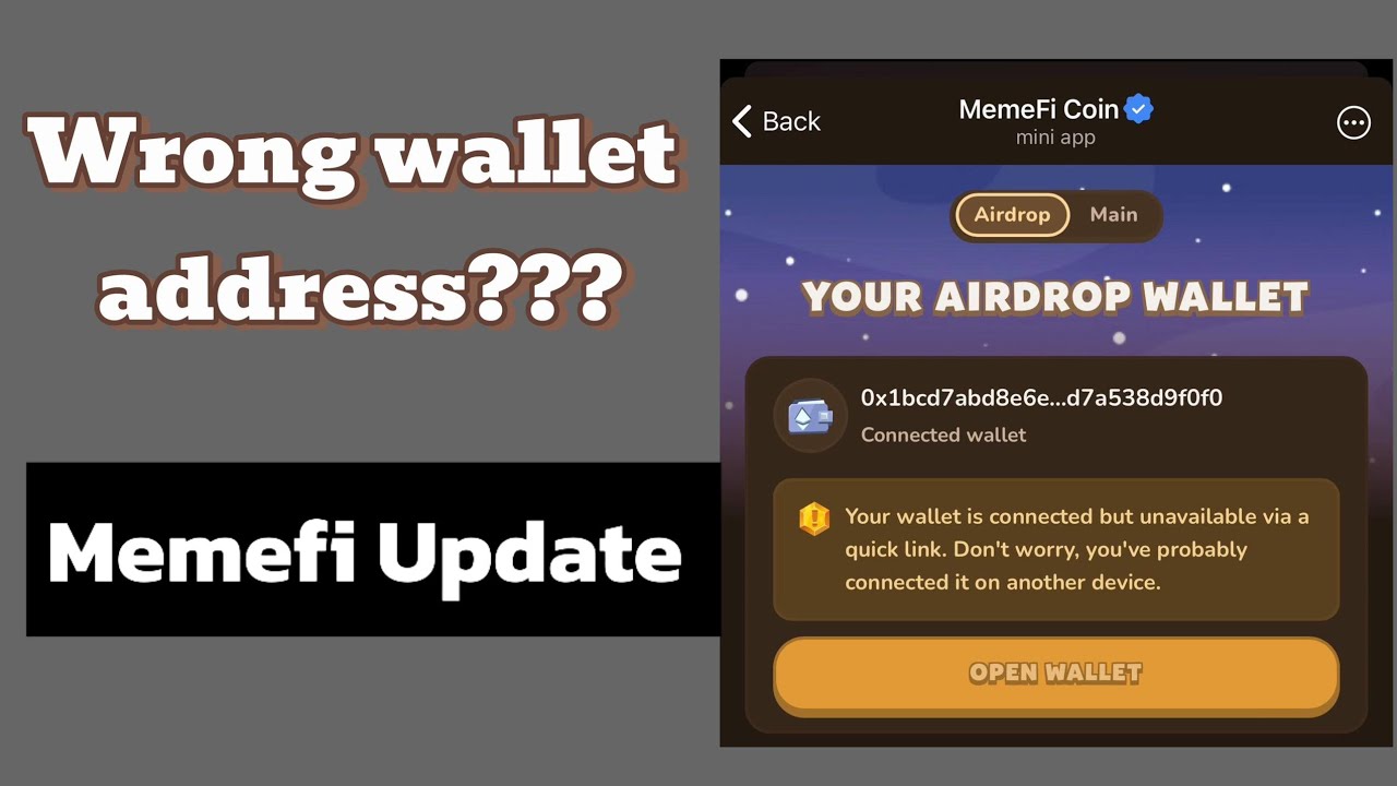 Memefi Update: Different connected wallet address? do this now! - YouTube