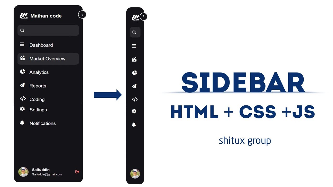 Creating A Responsive Sidebar With Html Css And Javascript Step By 2684