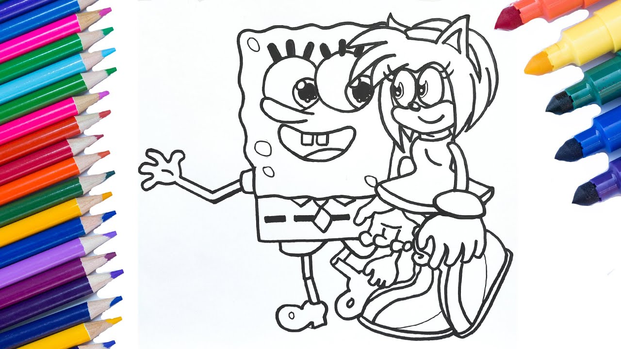 SpongeBob and Amy Rose coloring pages | Coloring Pages | Razihel - Love ...