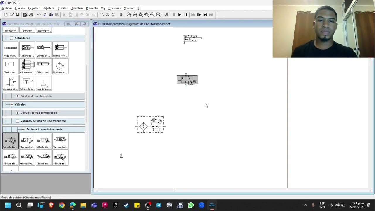 Mando directo - Cilindro de simple efecto-FluidSIM P. - YouTube