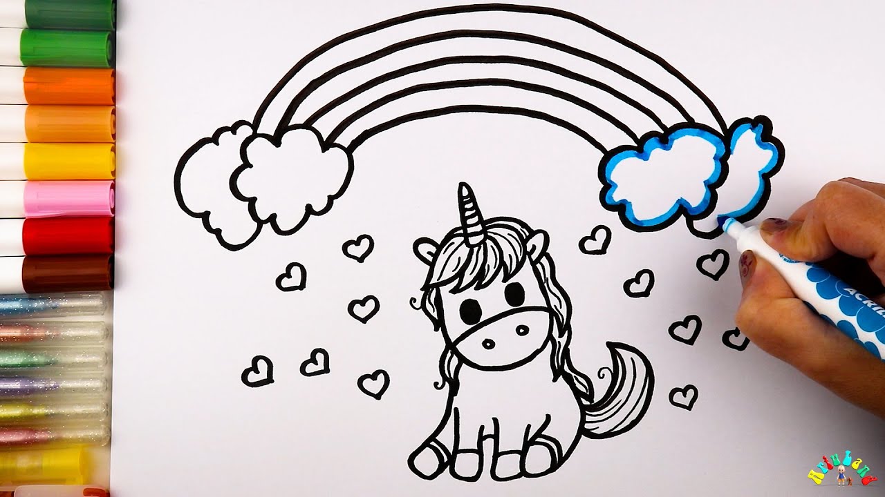 Drawing and Coloring a Unicorn for Kids & Toddlers | Ariu Land - YouTube