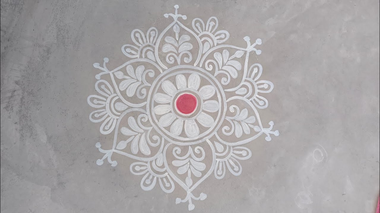Circle alpona design!! Front alpona design!! Simple and easy step-by ...
