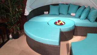 Turquoise OS2117 Outdoor Patio Sectional Sofa Canopy Daybed