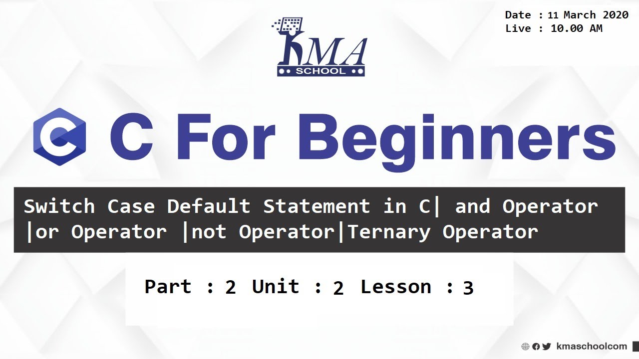 Switch Case Default Statement In C And Operator Or Operator Not Operatorternary Operator