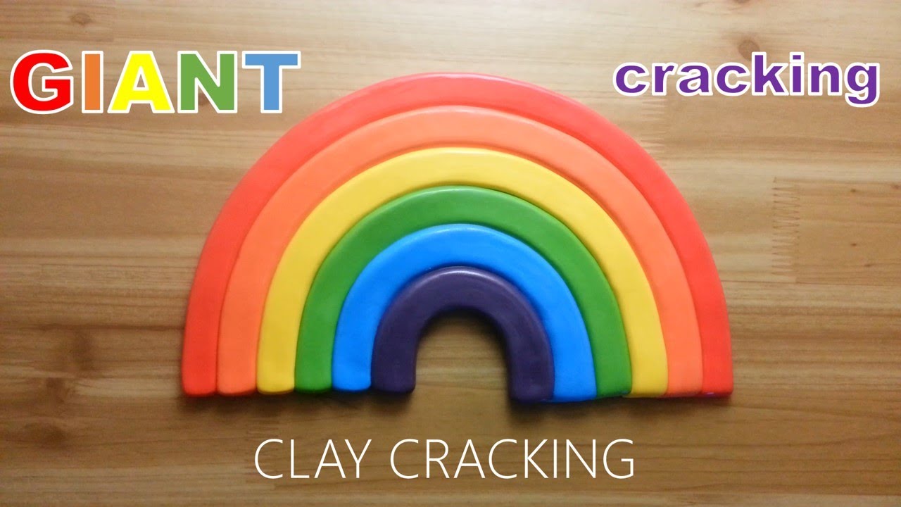 GIANT rainbow clay cracking 대왕 무지개 점토 부수기 - YouTube