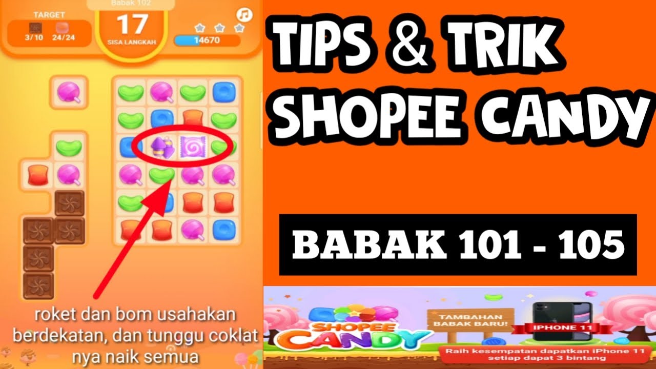 TIPS & TRIK GAME SHOPEE CANDY BABAK 101 - 105 | LANGKAH SHOPEE CANDY ...