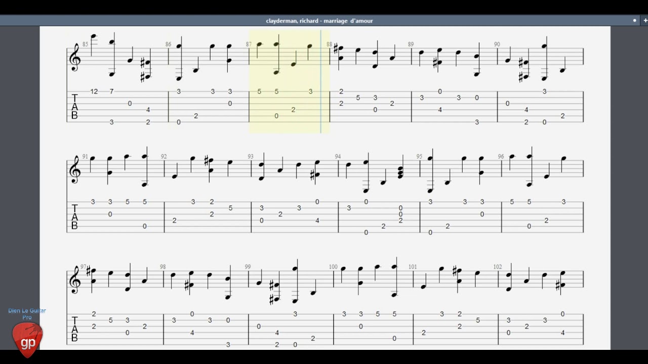 Mariage D'amour - Guitar Pro Tab - YouTube