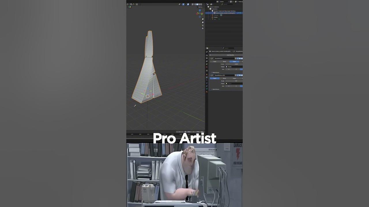 Noob vs pro artist: Simple Deform Modifier #blendertutorial #blender #blendercommunity # ...