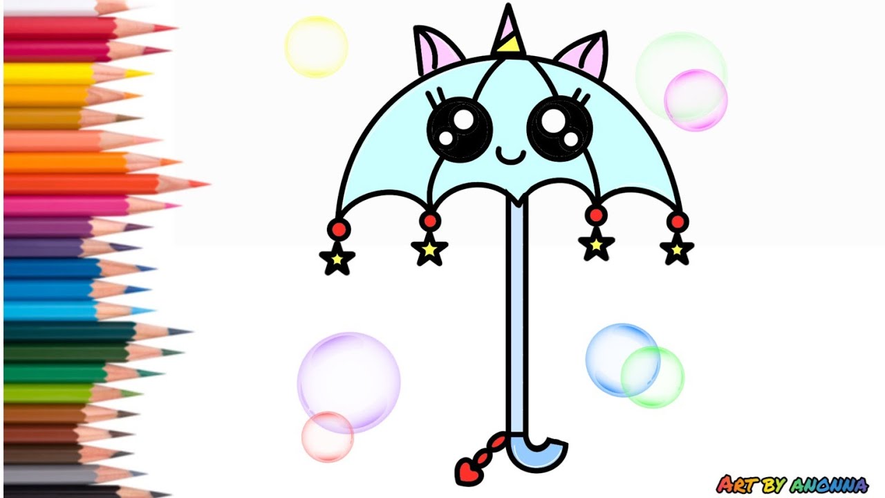 How to Draw a Cute Umbrella Easily Step By Step For Kids and Toddlers ...
