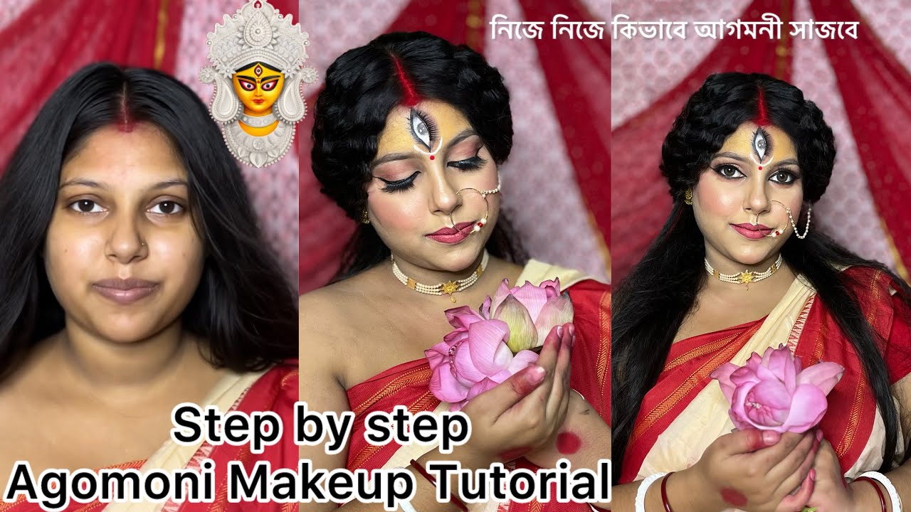Agomoni (Durga maa)makeup look tutorial|Step by step|How to ...