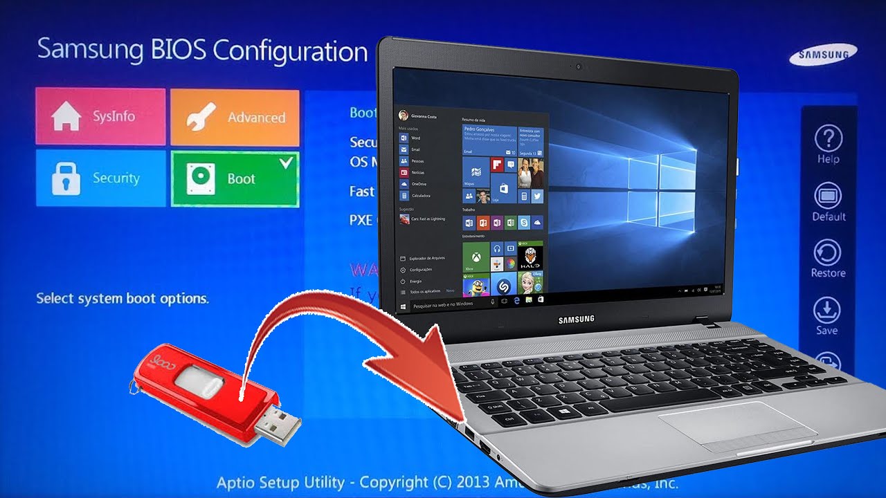 Como dar Boot pelo Pendrive ou DVD Externo em Notebook Samsung ...