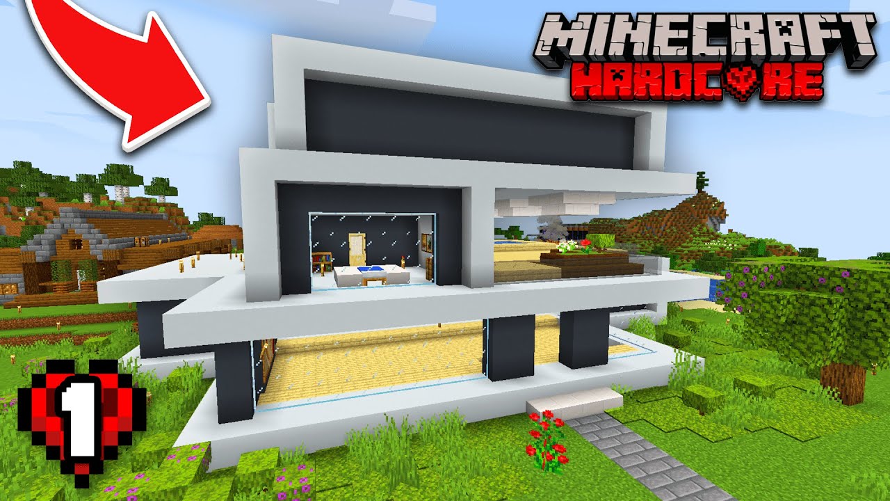 I Built a HUGE Modern House in Minecraft Hardcore! - YouTube