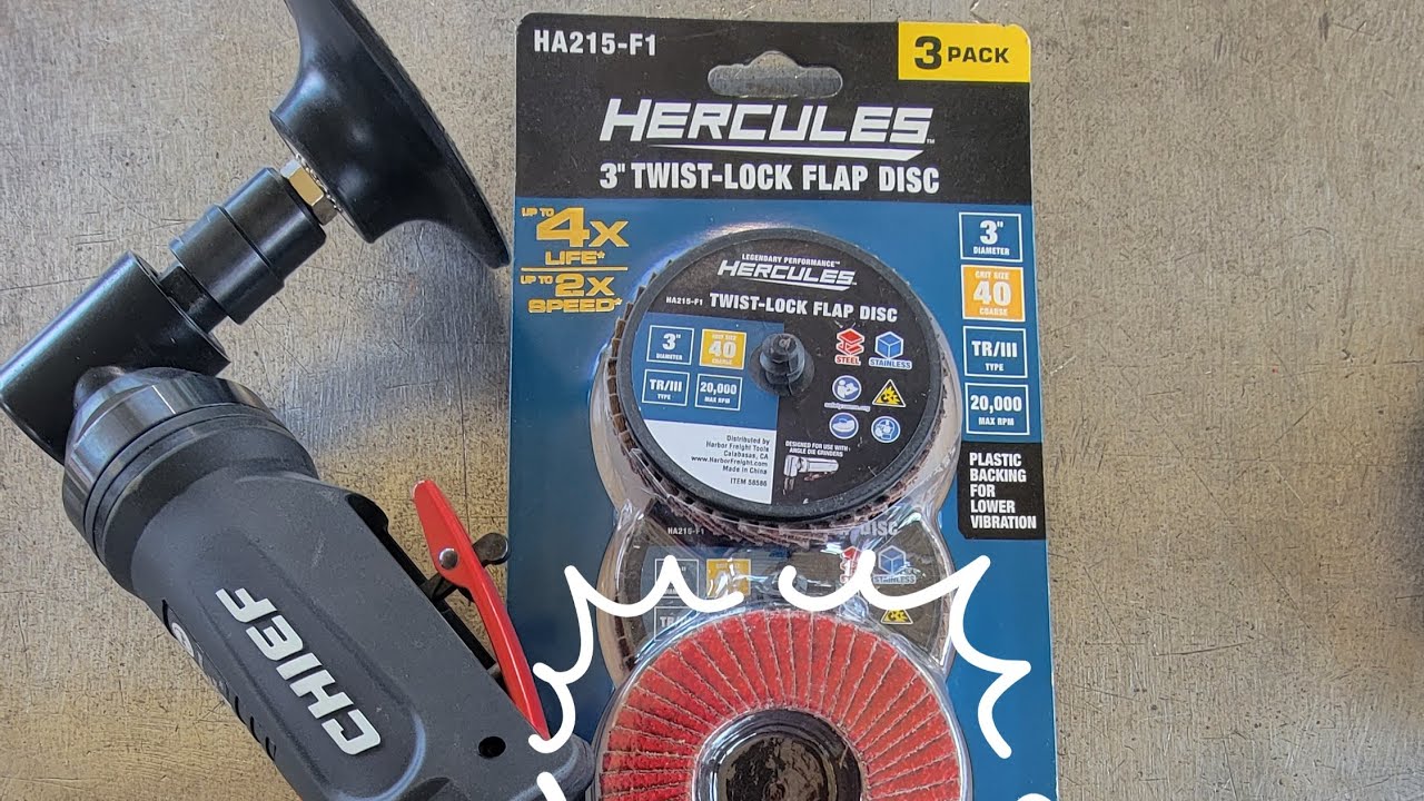 Harborfreight Hercules 3" twist lock flap disc review - YouTube