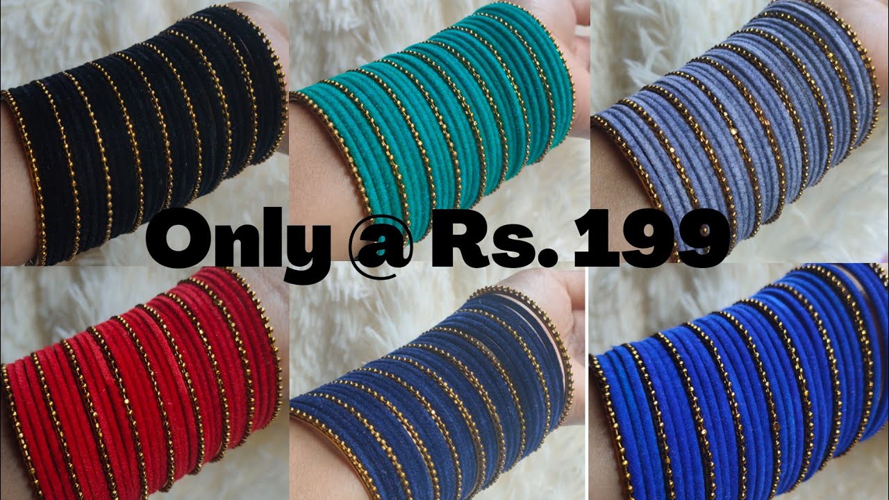 Velvet metal Bangle's set | Rs.199 Sale | Affordable Velvet Bangles set ...