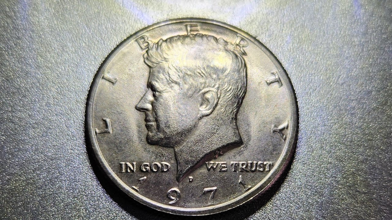 1971D Kennedy Half Dollar obverse collar misaligned and reverse "Rays ...