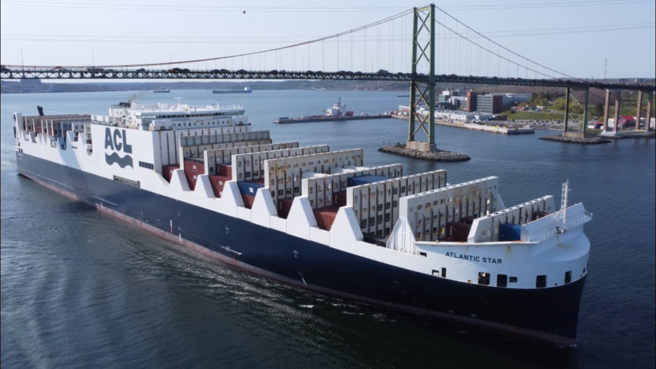 Awesome Aerial 4K View! Container / Ro-Ro Vessel ATLANTIC STAR Outbound ...