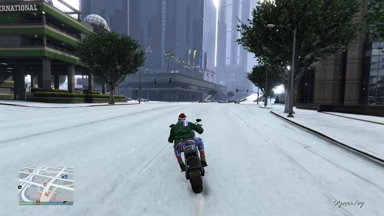 Grand Theft Auto V - Snow Slid Across the Street - YouTube