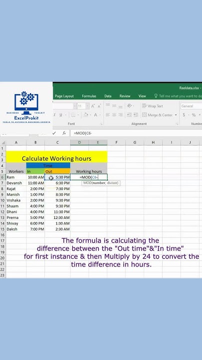 How to Calculate Working Hours in Excel | Excel Tutorial #excel #exceltips - YouTube
