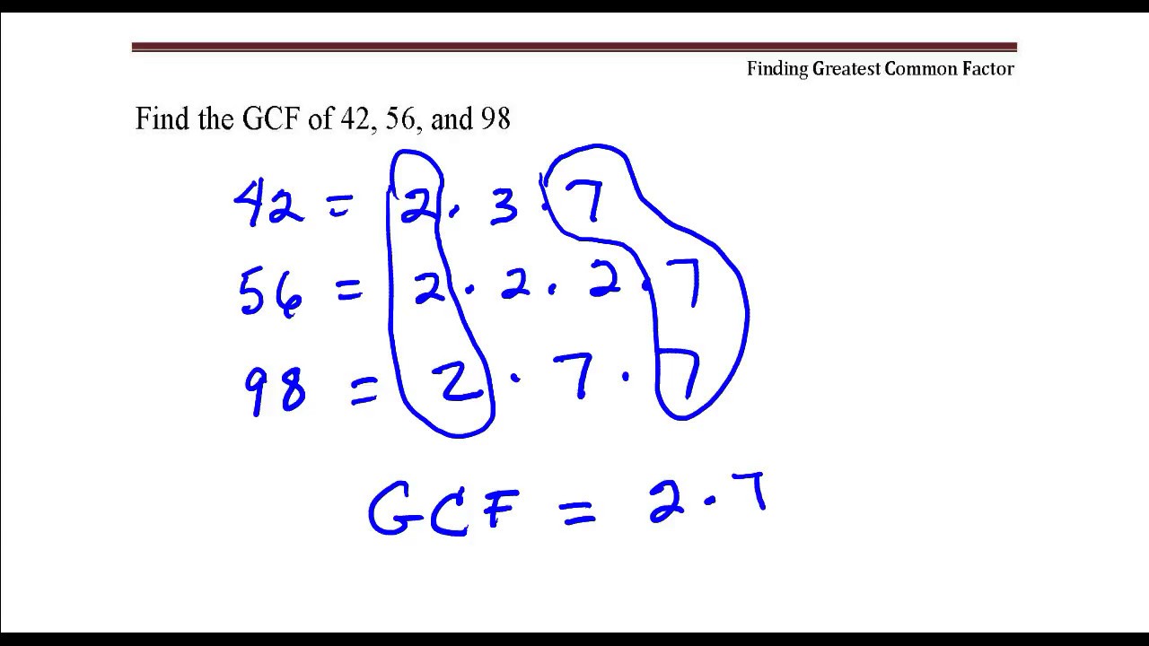 Find The GCF Of 42 56 And 98 YouTube Find The GCF Of 42 56 And 98 YouTube