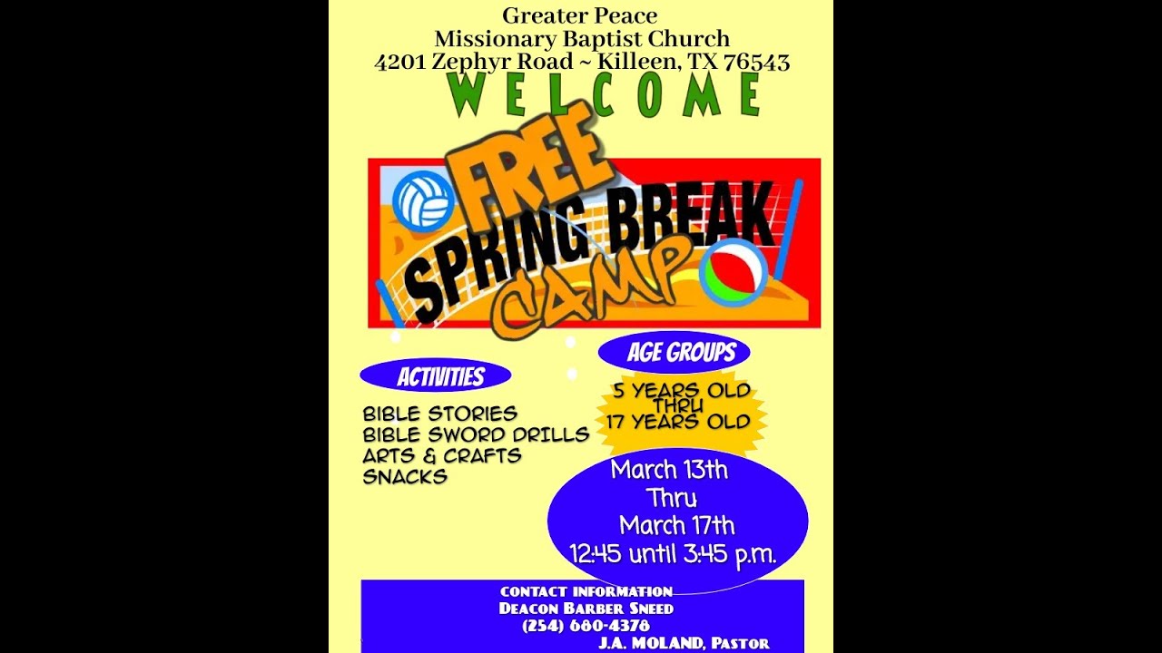 Commencement GPMBC 13 thru 17 March 2023 Spring Break Camp, JA Moland ...