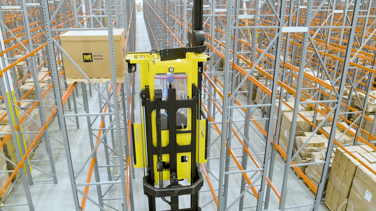 Turret Truck and Racking in Apparel Distribution - YouTube