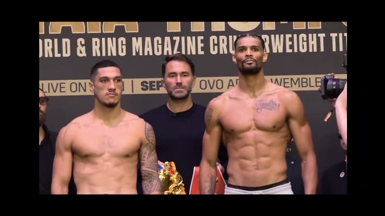 Jai Opetaia v Jordan Thompson Weigh in. Cruiserweight IBF Ring Magazine ...