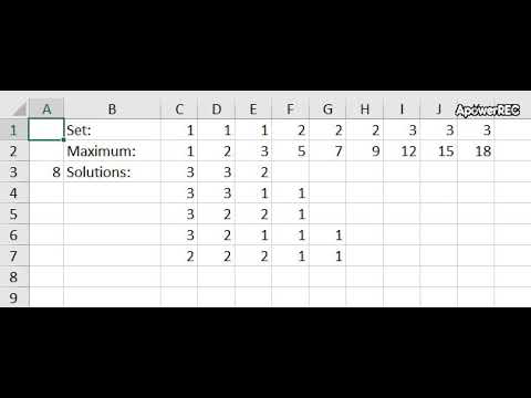 Excel vba solution of subset sum problem - YouTube