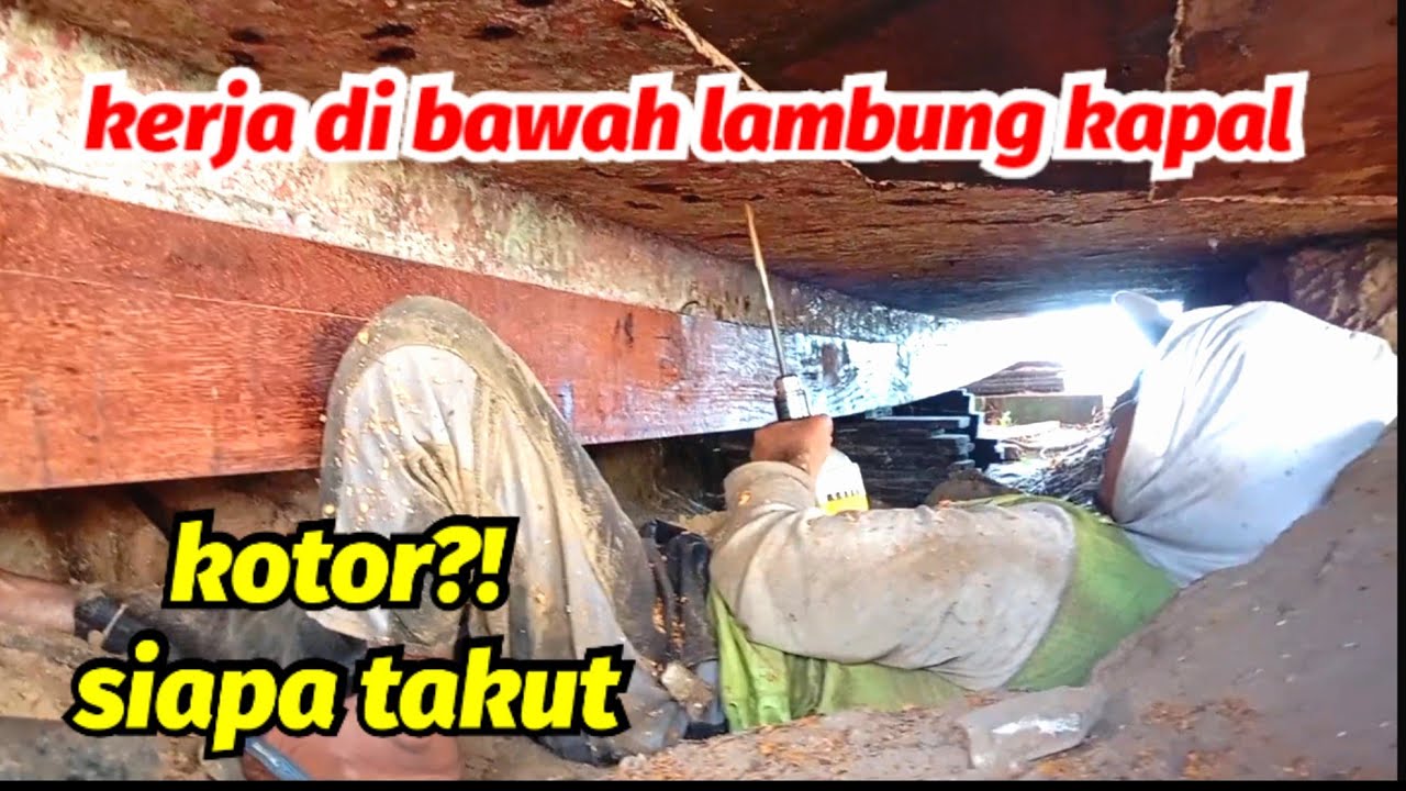 cara memasukkan paku topong bawah lambung kapal - YouTube