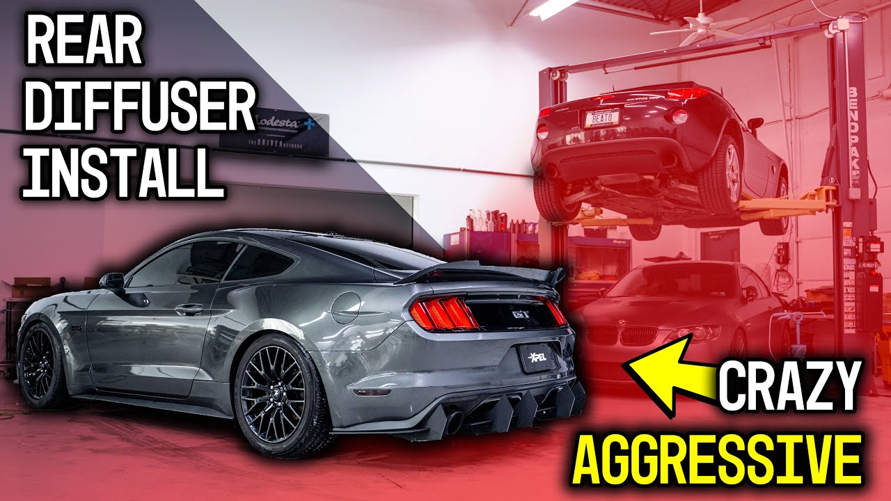 AGGRESSIVE REAR DIFFUSER INSTALL on MUSTANG GT! - YouTube