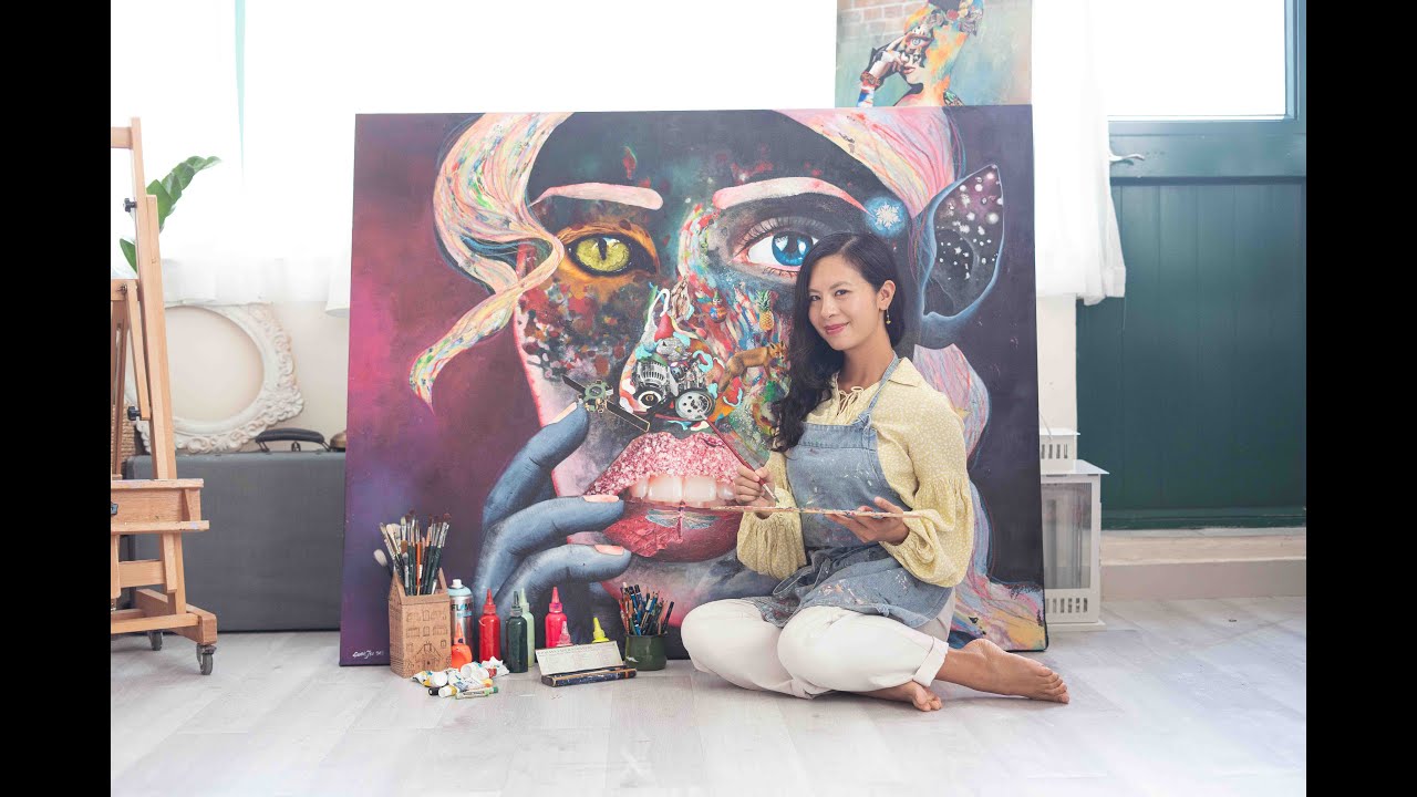 靚女畫家訪問@Sarah TSE 倫藝大 /Sarah Tse Interview an artist. Cinematic Sony a74 ...