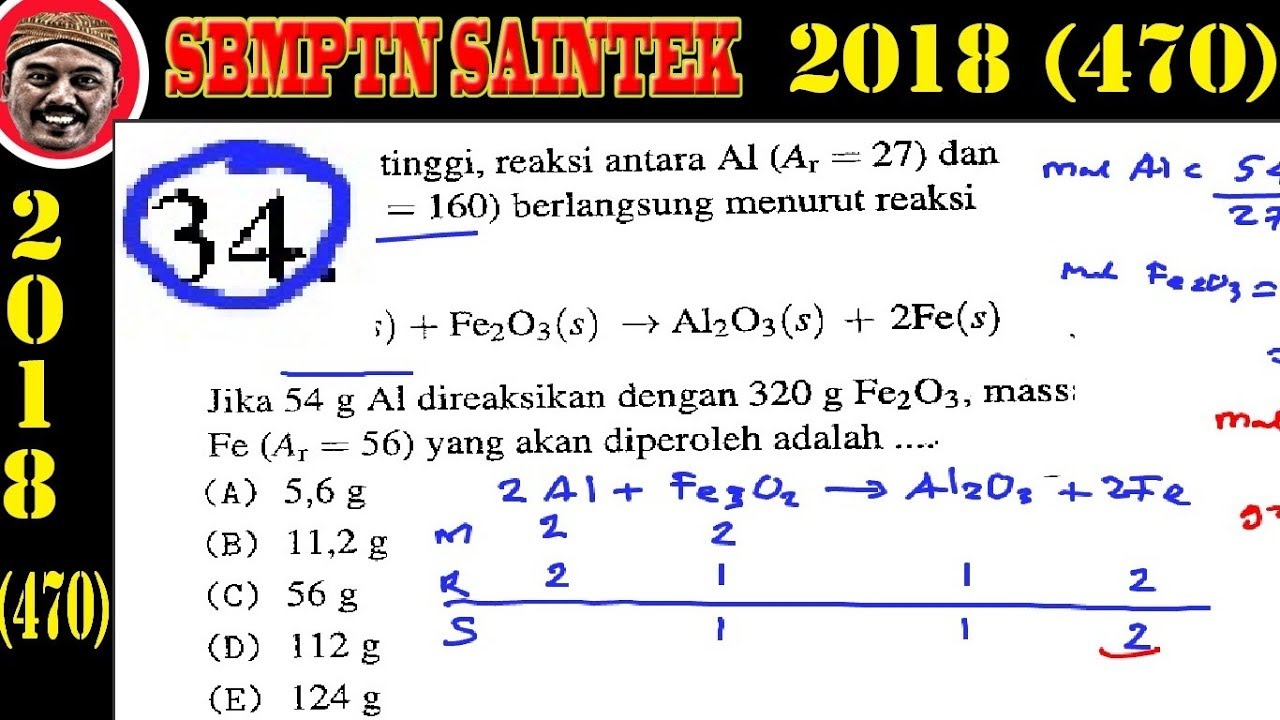 pembahasan soal SBMPTN SAINTEK 2018 KIMIA KODE 470 no34 massa reaksi ...