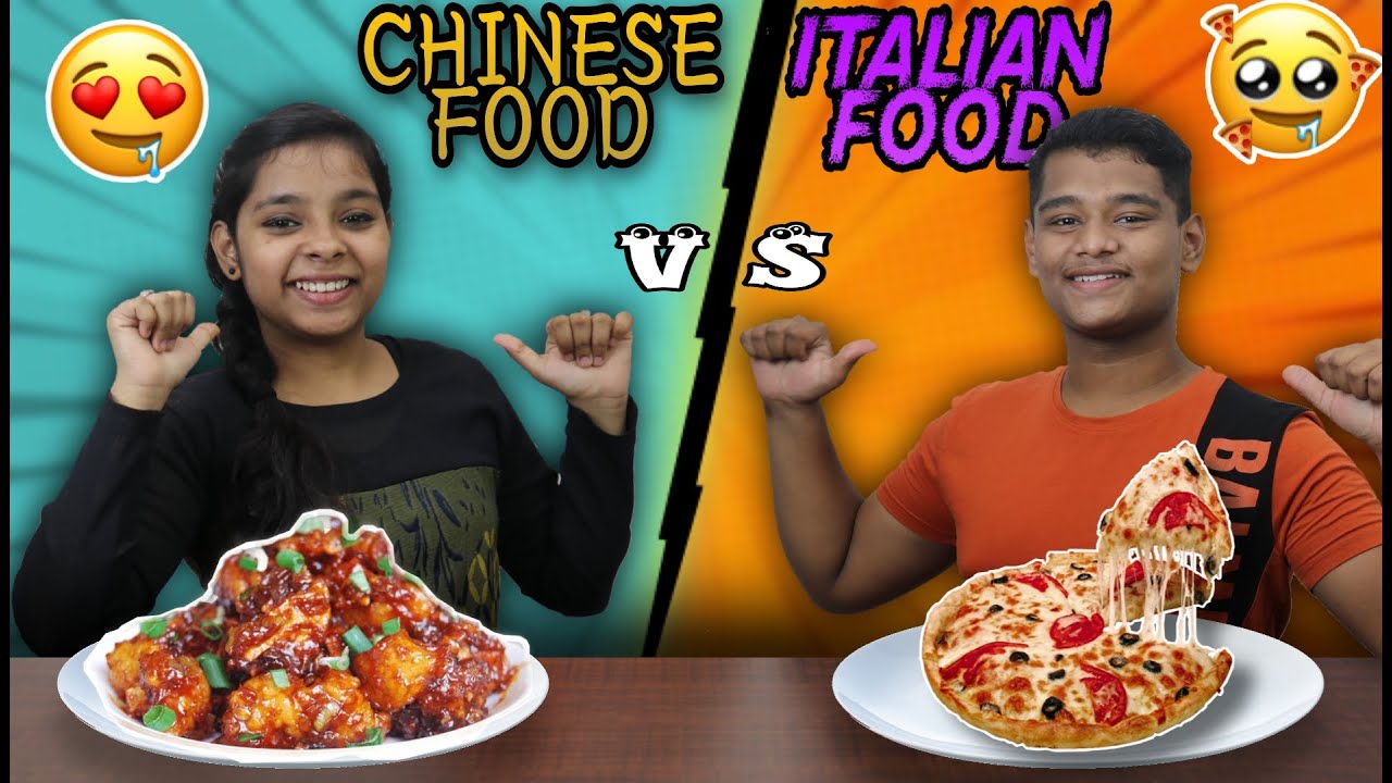 CHINESE FOOD VS ITALIAN FOOD | MANCHURIAN PIZZA CHALLENGE | ITALIAN ...