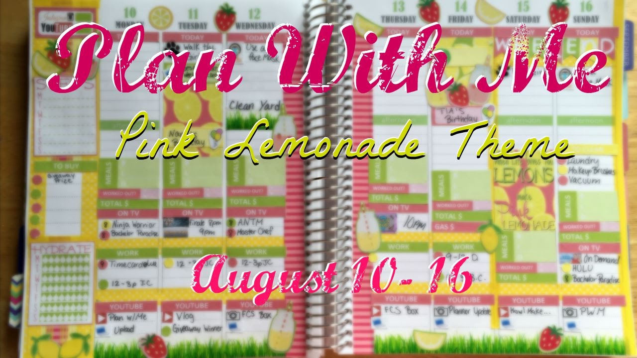 Plan With Me #5 // Pink Lemonade Theme - YouTube