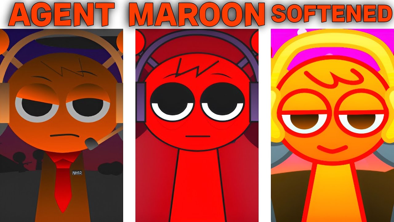 All Characters in: Sprunki Agent VS Sprunki Maroon VS Sprunki Softened ...