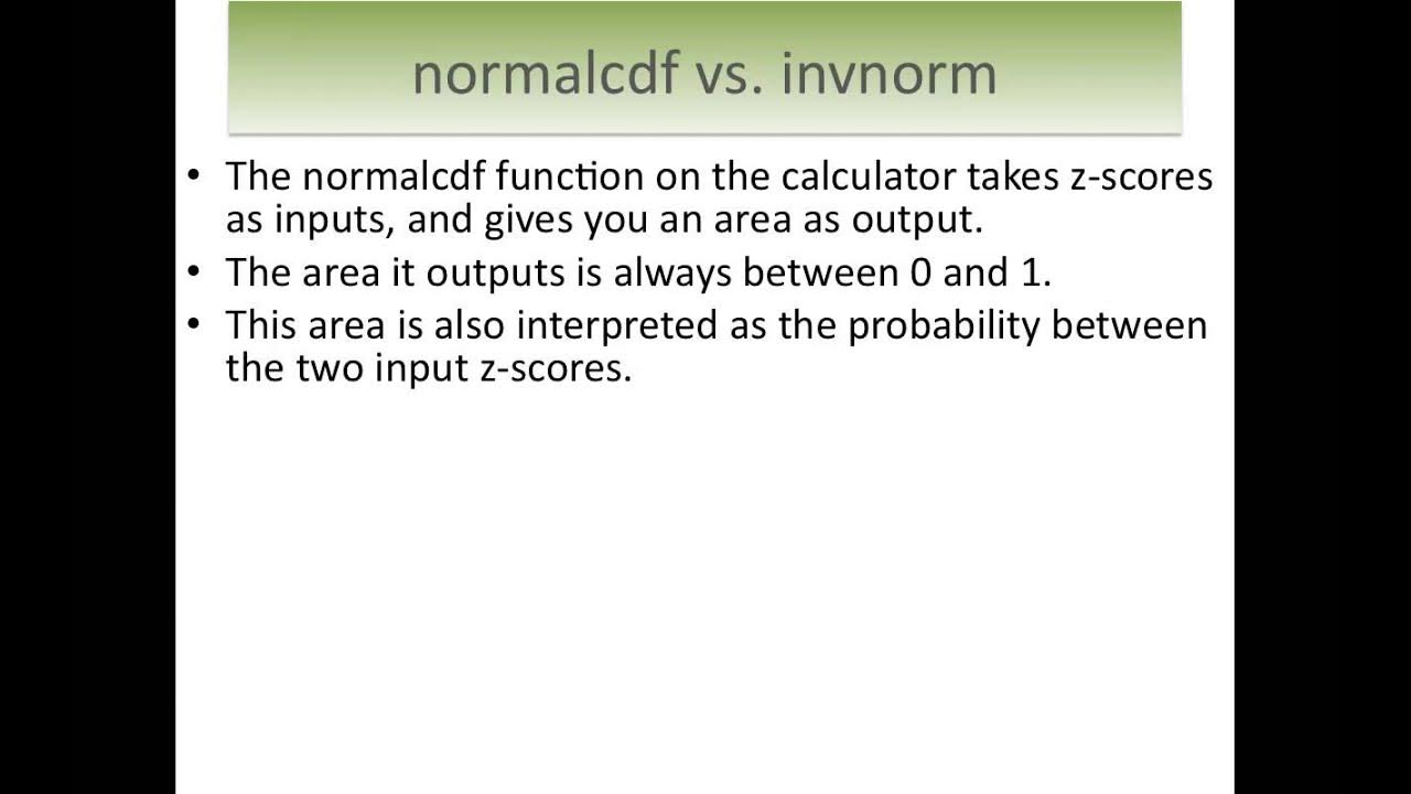 02 NormalCDF and InvNorm - YouTube