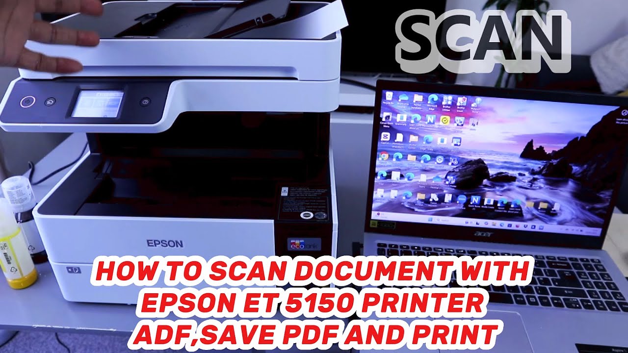 How To Scan Your Documement with Epson ET 5150 Save PDF and Print ...