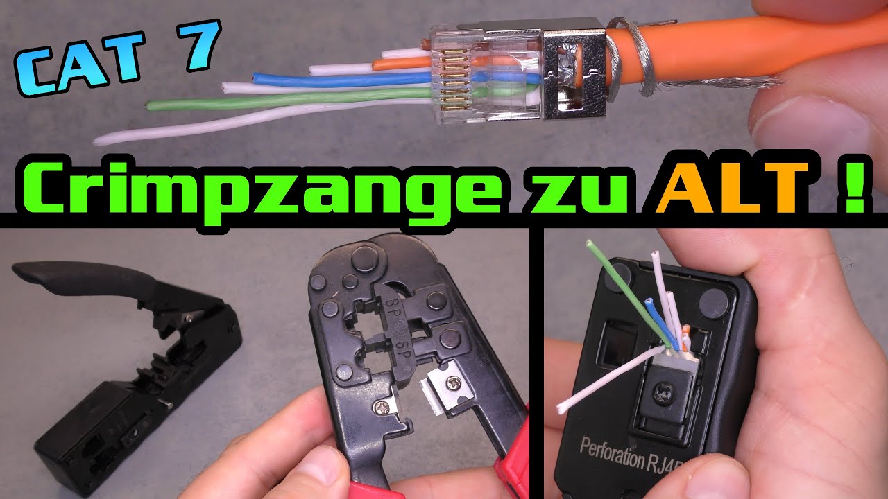 RJ45-Stecker auf ein CAT 7 Verlegekabel crimpen | #PassThrough - YouTube