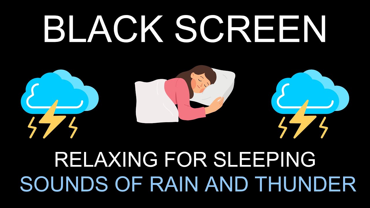 Heavy Rain and Rolling Thunder on Black Screen | Relaxing Sounds for ...