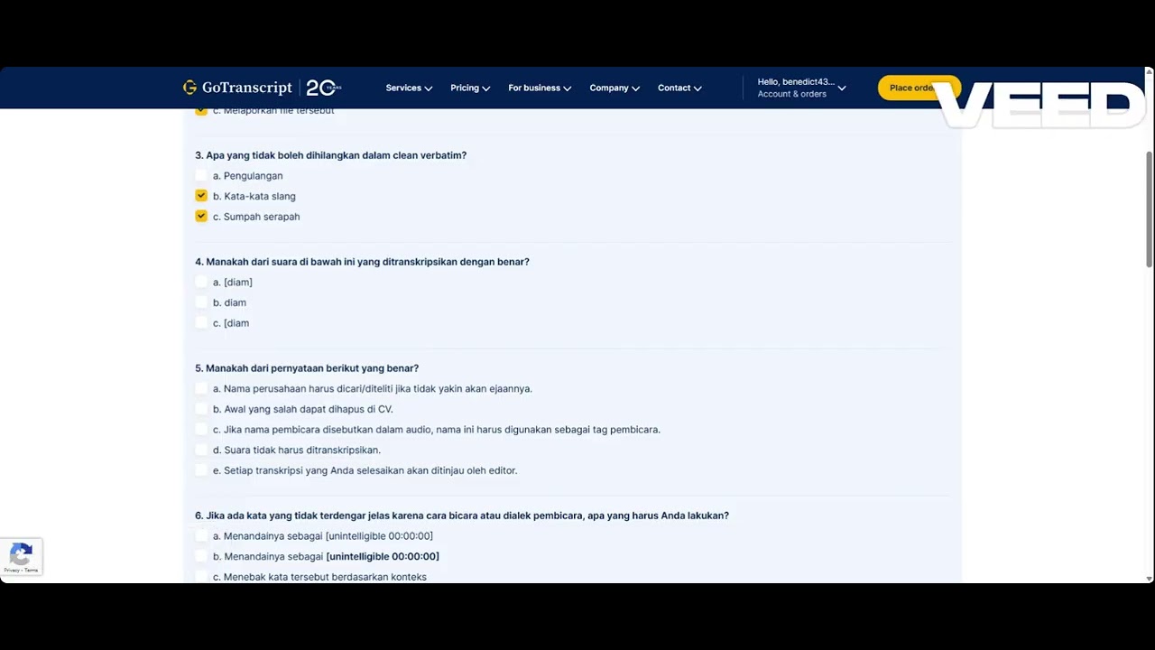 Go transcript indonesian test answers part a and b 100% correct - YouTube