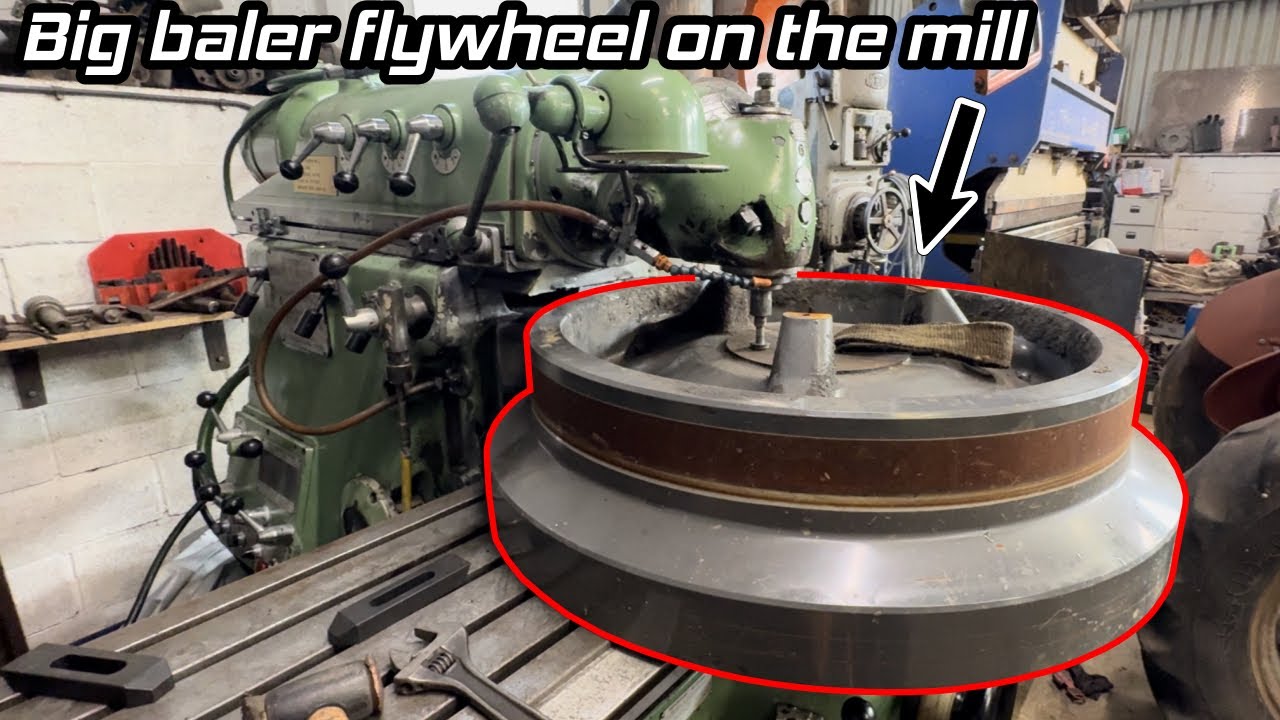 Repairing damaged shear bolt hole on big baler flywheel. - YouTube