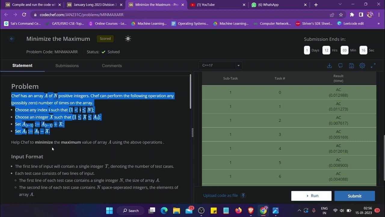 Minimize the Maximum | Codechef January Long Challenge 2023 | With Code | Explained | SUBSCRIBE ...