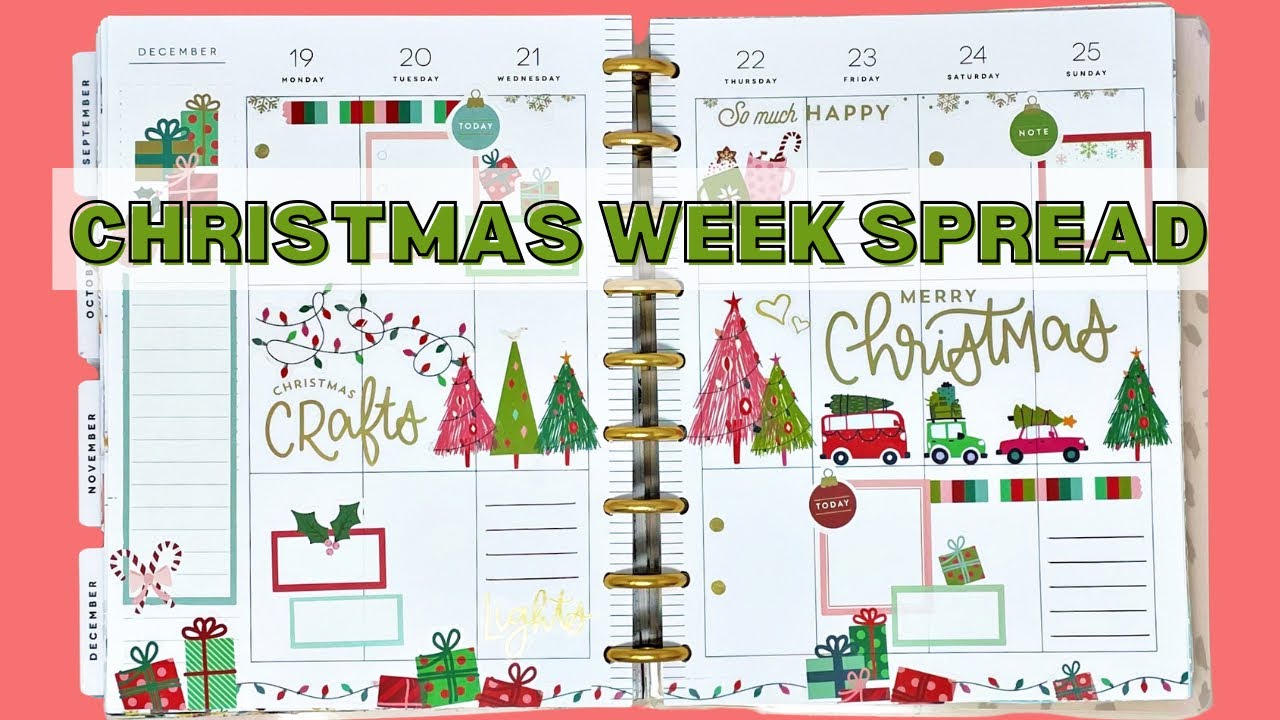 PLAN WITH ME | CHRISTMAS WEEK SPREAD | THE HAPPY PLANNER - YouTube