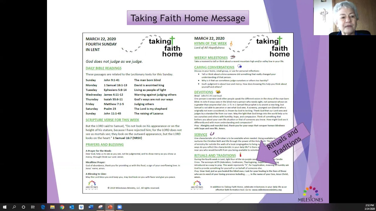 Taking Faith Home Message for March 22 2020 (Lent 4) - YouTube