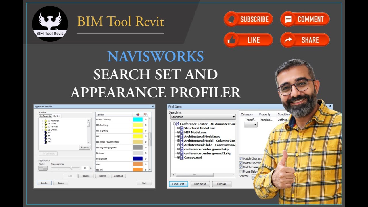 navisworks search set and appearance profiler - YouTube