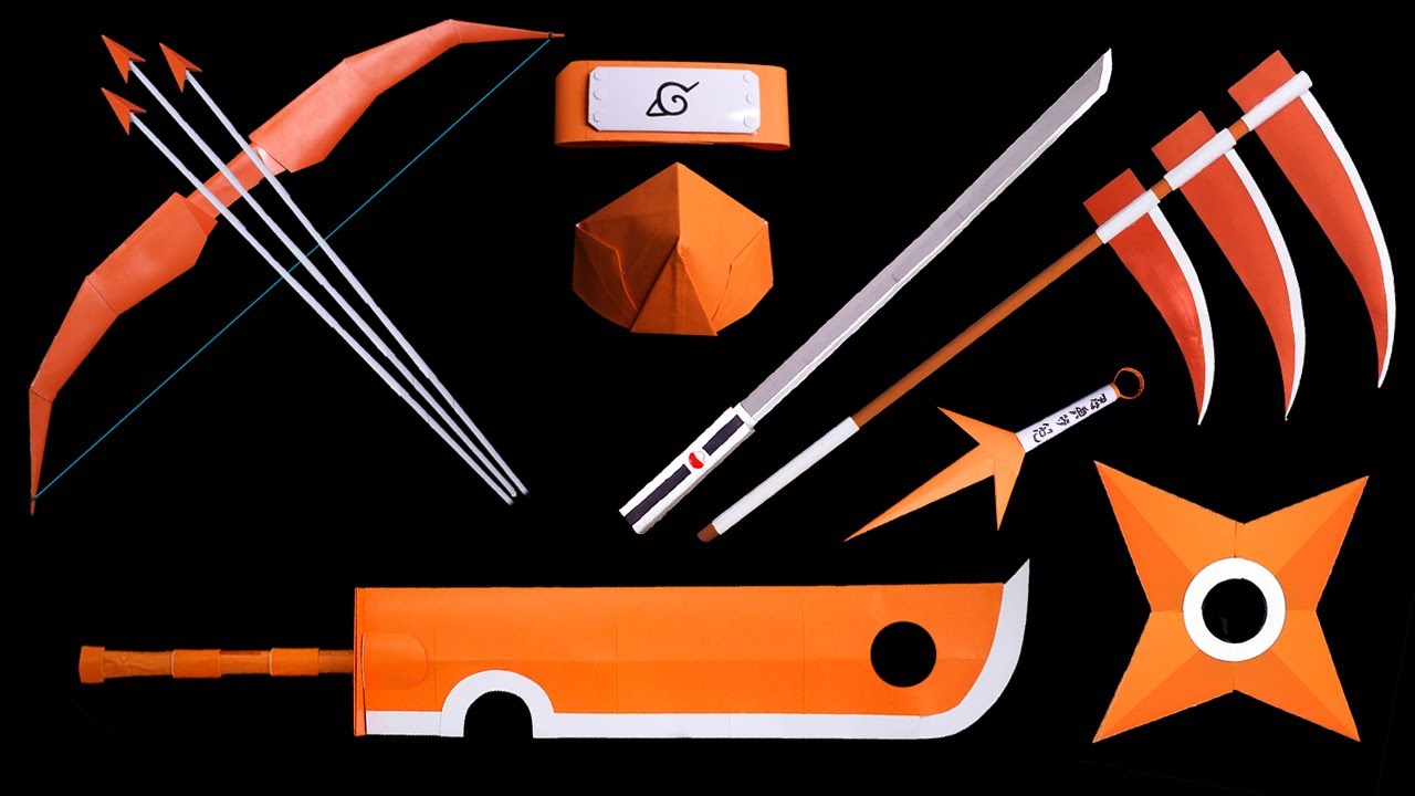 08 Easy paper Ninja weapon || Sword / Ninja star/ bow/Ninja mask/ kunai ...