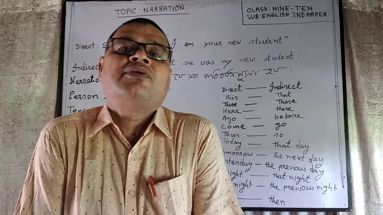 English 2nd paper for class nine-ten (Narration rules) - YouTube
