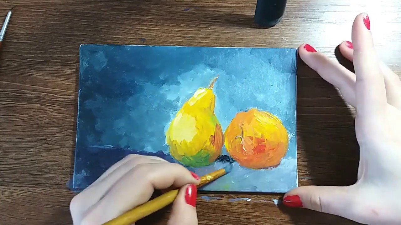 "Fructe" Natura Statica Pictura in Acrilice - How to paint fruits on ...