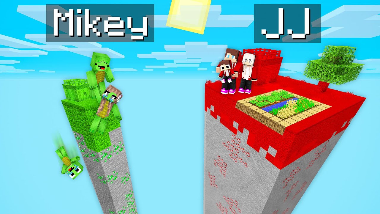 Mikey Family TINY vs JJ FAMILY GIANT Chunk Survival Battle in Minecraft (Maizen) - YouTube