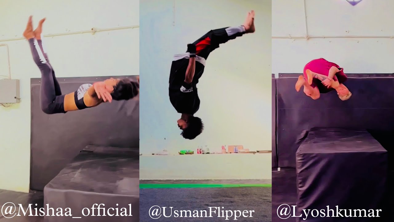 Flips Practices Session in Gymnastics Academy - YouTube