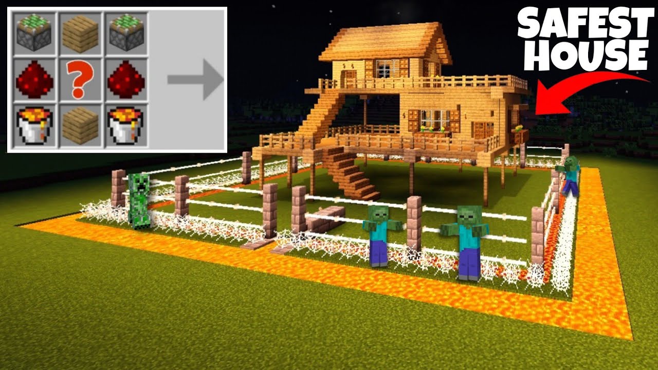 Minecraft: How to Build a Mob Proof Wooden House - (Safe Redstone House ...
